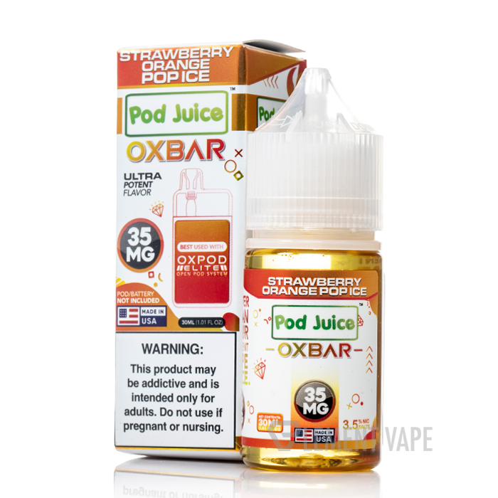 Strawberry Orange Pop Ice - Pod Juice x OXBAR Salts - 30mL $10.99